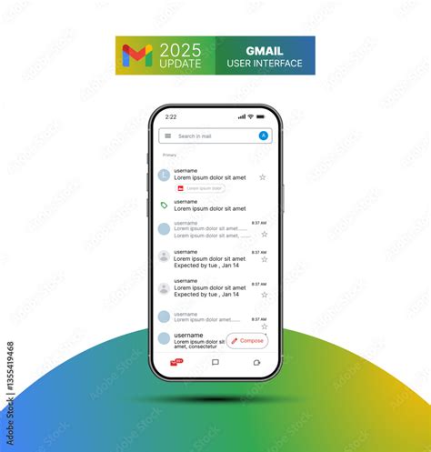Gmail Ui Mockup Template Gmail Email Inbox And Message Interface
