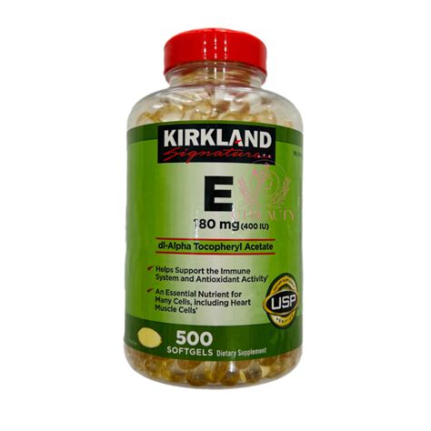 Viên Uống Vitamin E Kirkland Signature Vitamin E 400 IU Từ Mỹ 500 Viên