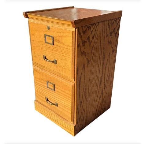 Vintage Two Drawer Oak Locking Filing Cabinet Chairish
