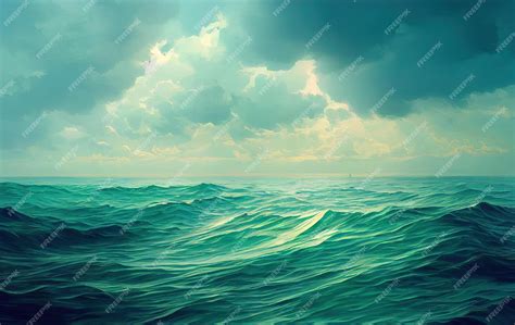 Océan Rude Avec De Grandes Vagues De La Mer Mer Ondulée Et Belle L
