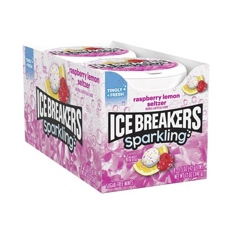 Ice Breakers Sparkling Raspberry Lemon Seltzer Sugar Free Mints Tins