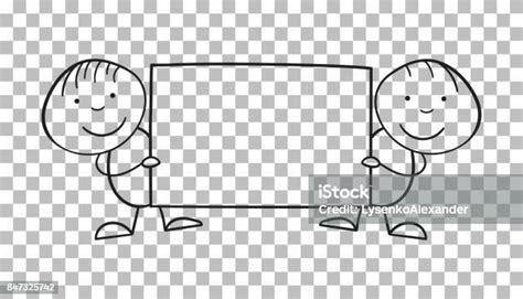 Dessin Animé Denfants Avec Placard Dans Leurs Mains Illustration