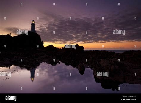 Sunset At Corbiere Lighthouse Corbiere Point Parish Of St Brelade