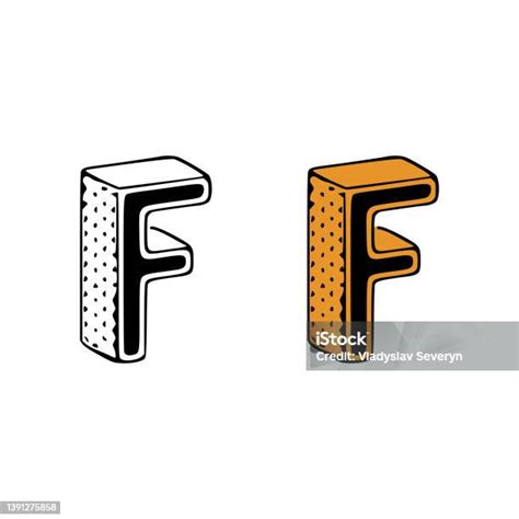 아이소메트릭 레터 F 낙서 벡터 일러스트 레이 션을 흰색 배경에 표시합니다 편지 클립 아트 3차원 형태에 대한 스톡 벡터 아트