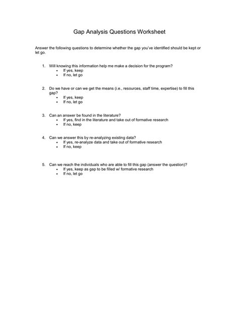 Gap Analysis Template Download Free Documents For Pdf Word And Excel