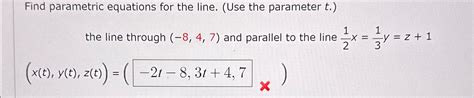 solved find parametric equations for the line use the