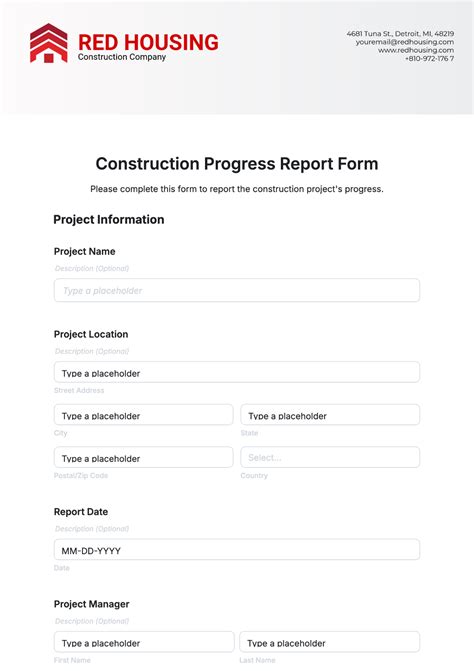 Free Construction Progress Report Form Template To Edit Online