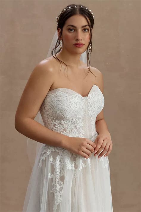 Watters Jaislyn Strapless Corset Lace Wedding Gown Anthropologie