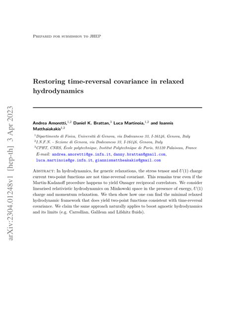 Pdf Restoring Time Reversal Covariance In Relaxed Hydrodynamics