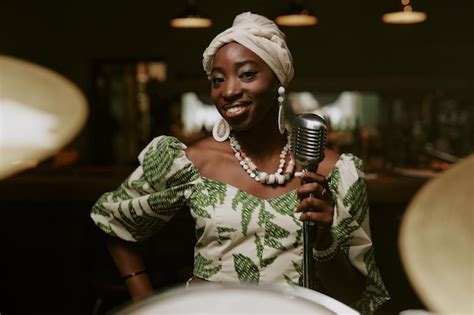 Premium Photo Confident Jazz Singer Posing For Camera