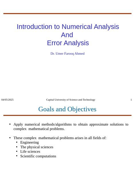 Lecture 1 Error Analysis Pdf Numerical Analysis Mathematics
