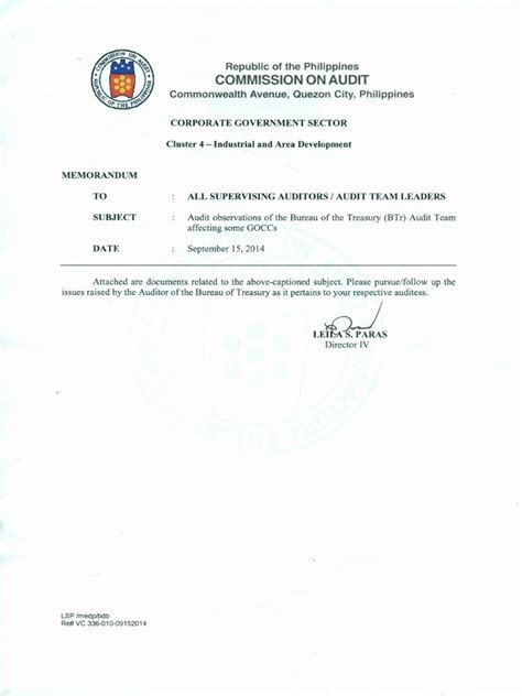 Memo To All Sas And Atls On The Audit Observations O Pdf Dividend