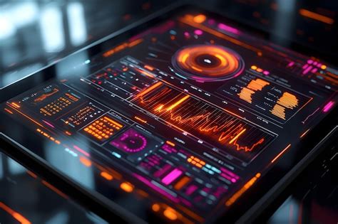 Futuristic Digital Interface With Glowing Holographic Display Elements