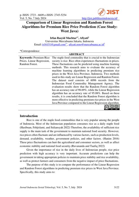 Pdf Comparison Of Linear Regression And Random Forest Algorithms For