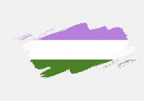 흰색 배경에 브러시로 그린 Genderqueer 플래그 Lgbt 권리 개념 프리미엄 벡터