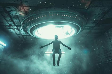 Premium Photo Man Abducted By Ufo Explores Alien Abduction Concept
