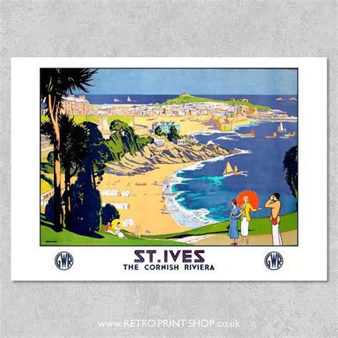 Gwr St Ives Poster 2 Vintage Railway Posters Retro Print Shop