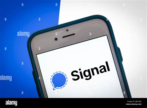 The Logo Of Signal App On Smartphone Screen On Two Tone Color Bg