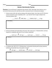 Practice Problems Stoichiometry Calculations With Solutions Course Hero