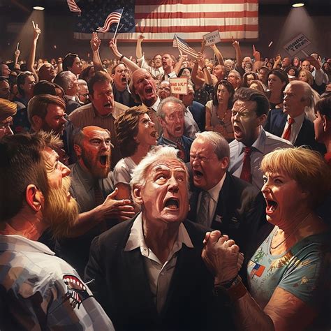 Tense Election Night Scene With Supporters Premium Ai Generated Image