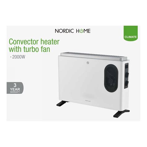 NORDIC HOME HTR-523 elektromos konvektor, 3 év garancia, 750W turbó fokozattal, 1250W, 2000W ...