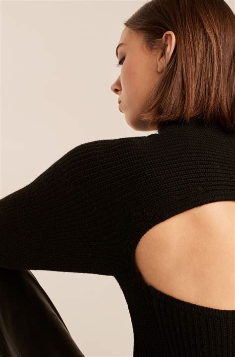 Backless Mock Neck Black Rebecca Taylor