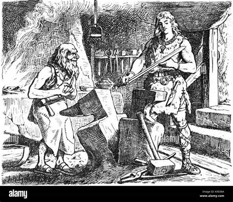 Illustration By Johannes Gehrts Showing Sigurd With The Sword Gram An
