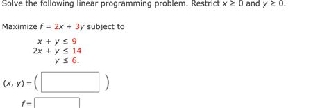 Solved Solve The Following Linear Programming Problem