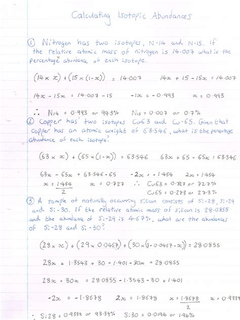 Calculating Isotopic Abundances Answers Pdf