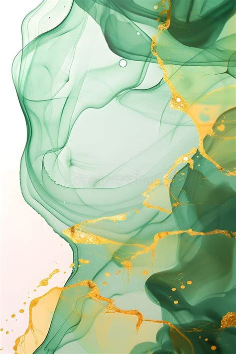 Green And Gold Abstract Fluid Art With Flowing Patterns Stock Image Image Of Gold Emerald