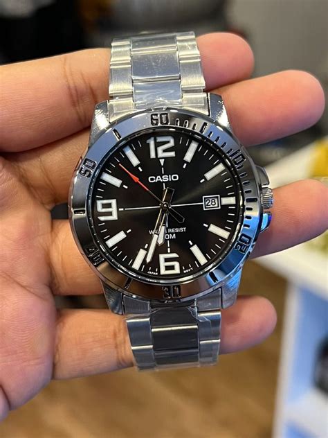 CASIO Analog Stainless Steel Men S Watch Black Dial MTP VD01D 1B Men S Fashion Watches