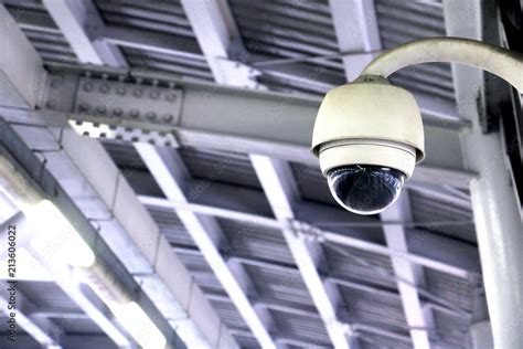 Cctv Security Camera Operating In Home Image Of Cctv Security Camera On Background Cctv Ball