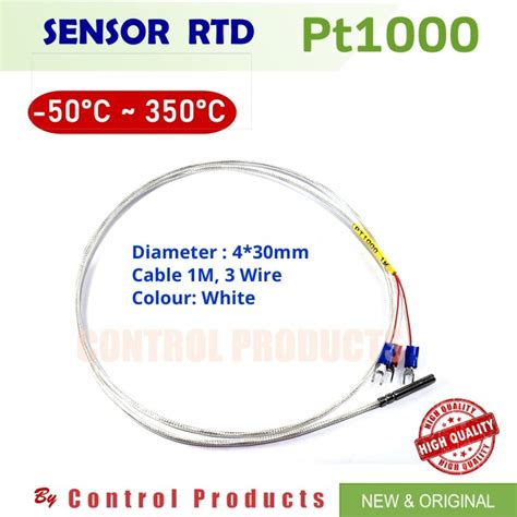 Jual Pt1000 Sensor Suhu Rtd Pt1000 Size 4x30mm 1 Mtr 50 Oc To 350 Oc White Jakarta Barat