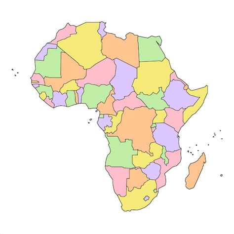 África Mapa Político Bajo Detallado Vector Premium