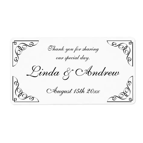Elegant Wedding Party Favor Water Bottle Labels Zazzle