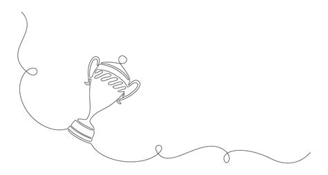 Одна непрерывная линия рисунка выигрышного золотого трофея иконка символ достижения чемпиона в