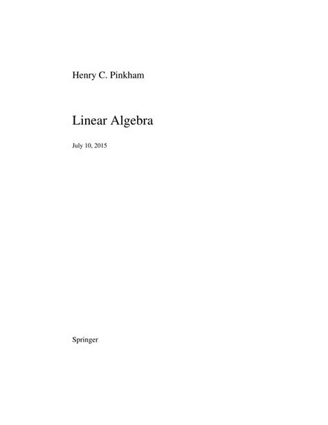 Pdf Linear Algebra Columbia Universitypinkhamhcplinearalgebra