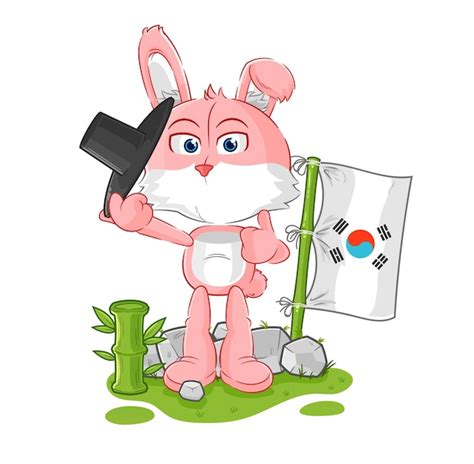 Premium Vector Pink Bunny Korean Character Cartoon Mascot Vector