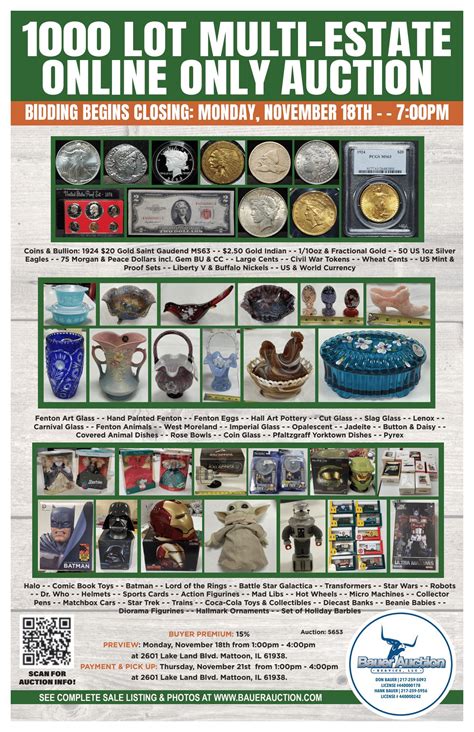 1000 Lot Multi Estate Online Only Auction Bauer Auction Service