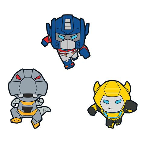 Transformers Autobots Kawaii Pin Set Optimus Prime Grimlock Bumblebee
