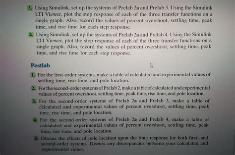 Solved Using Simulink Set Up The Systems Of Prelab A Chegg