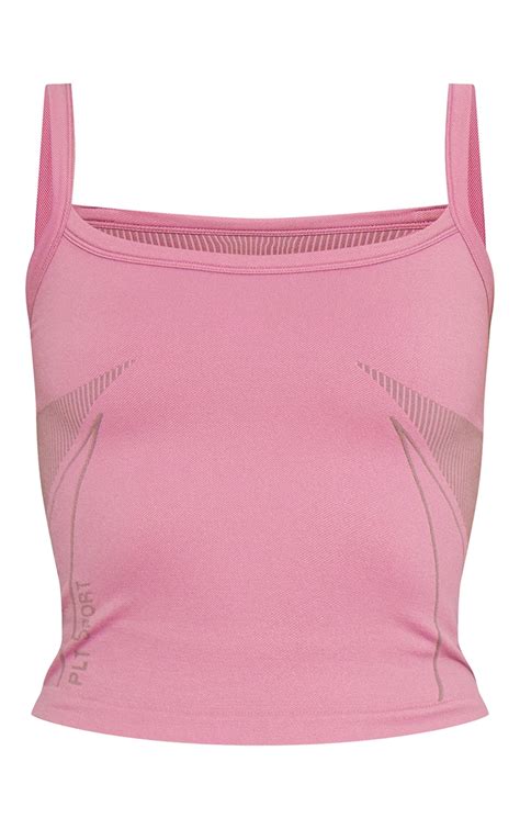 Plt Sport Dark Mauve Jacquard Seamless Gym Vest Activewear