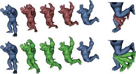 the pose interpolation results of armadillo model using linear