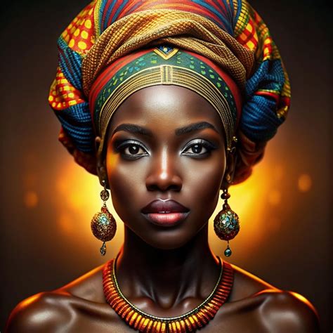 Glowing African Beauty In Elegant Portrait Premium Ai Generated Image