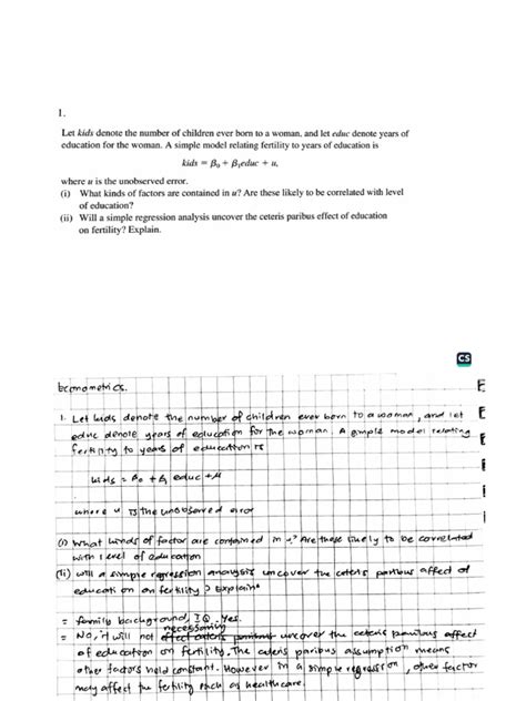 Tutorial 2 Msd1 Econometrics Pdf