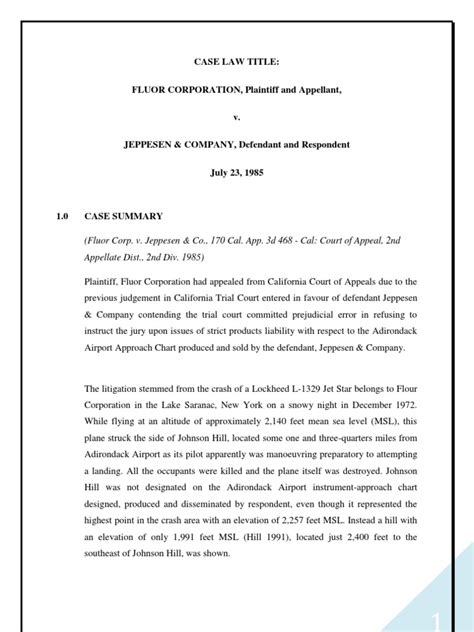 Case Law Analysis Pdf Product Liability Lawsuit
