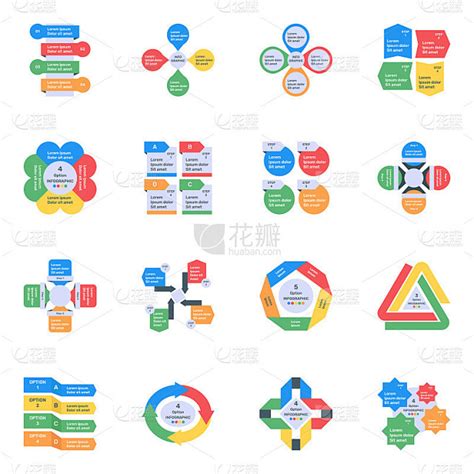 一组统计信息图表平面图标