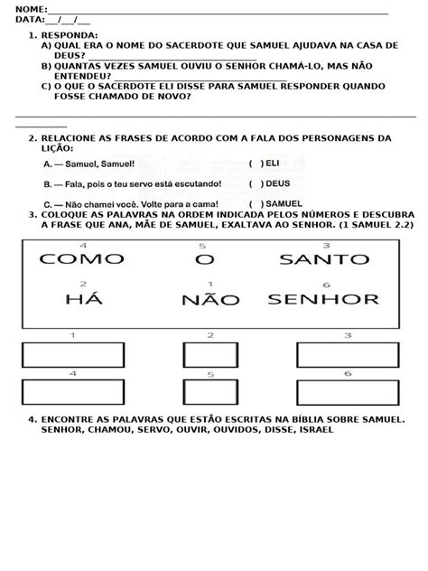 Atividades Bíblicas Sobre Samuel Pdf