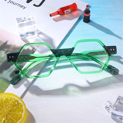 Stuart Geometric Green Glasses