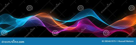 Ultra Wide Background Of Colorful Waveforms On A Black Background Of Digital Art Generative Ai